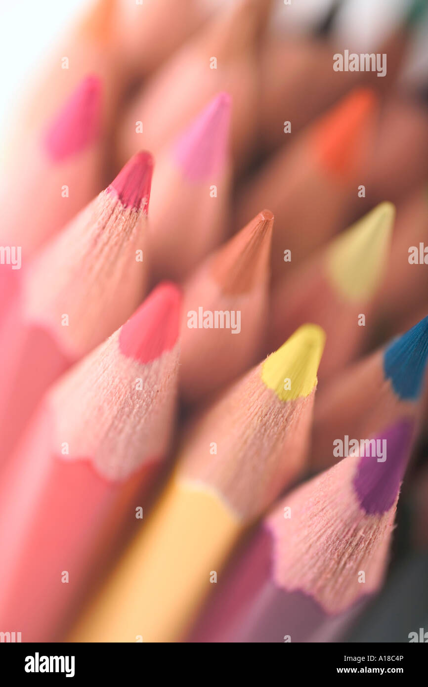 stack of coloured pencils close up Stock Photo - Alamy
