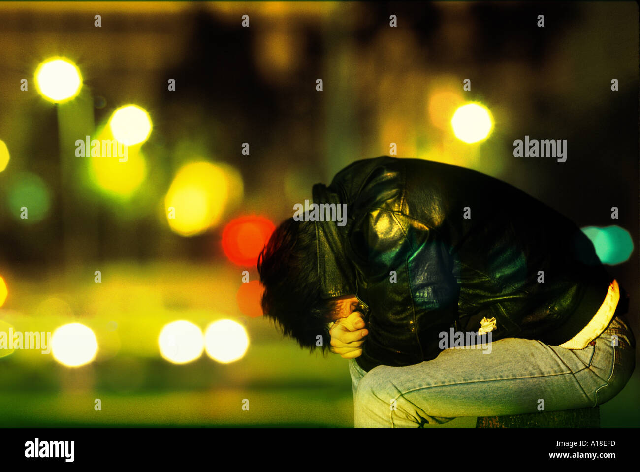 Homeless man sleeping night in hi-res stock photography and images - Alamy