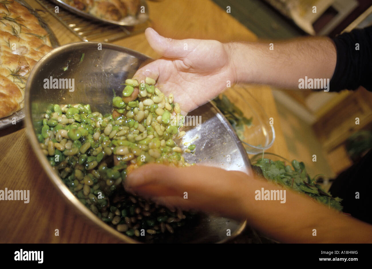 preparing beans in a kitchen Stock Photo - Alamy