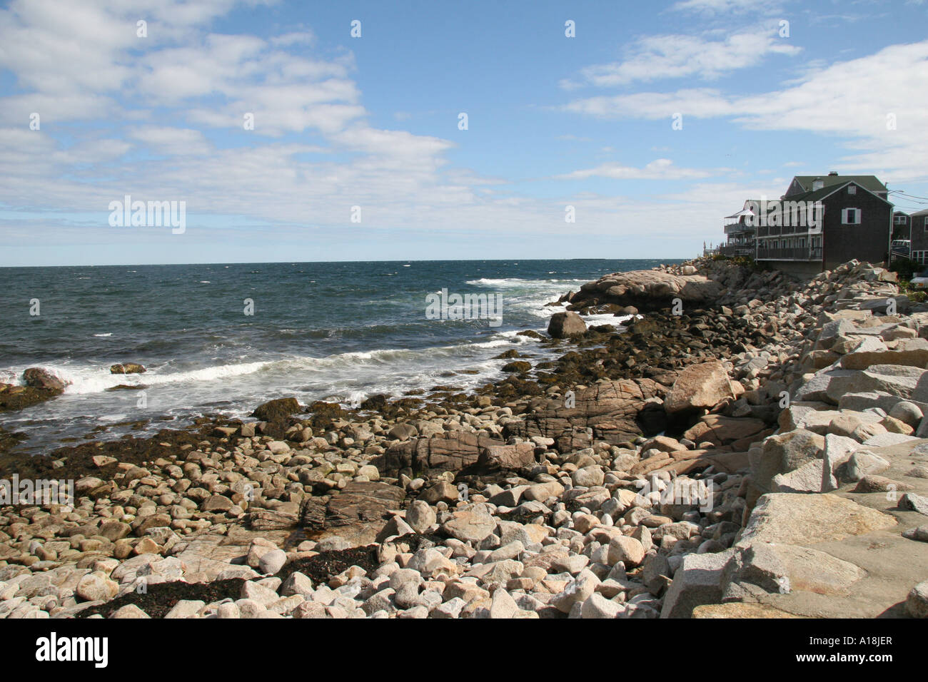 The rocky coast along Bear Skin Neck, in Rockport, Massachusetts, USA ...