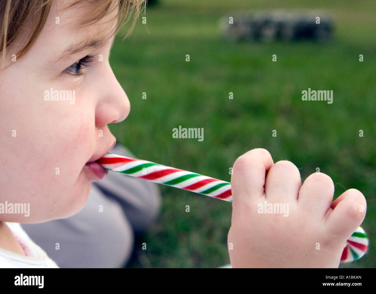 young child with a stripped candy cane Stock Photo - Alamy