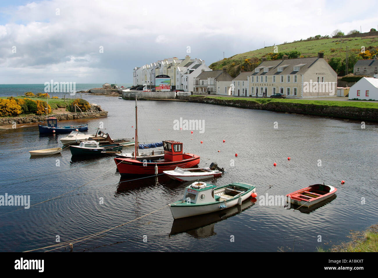 UK County Antrim Cushendun harbour waterside properties Stock Photo - Alamy