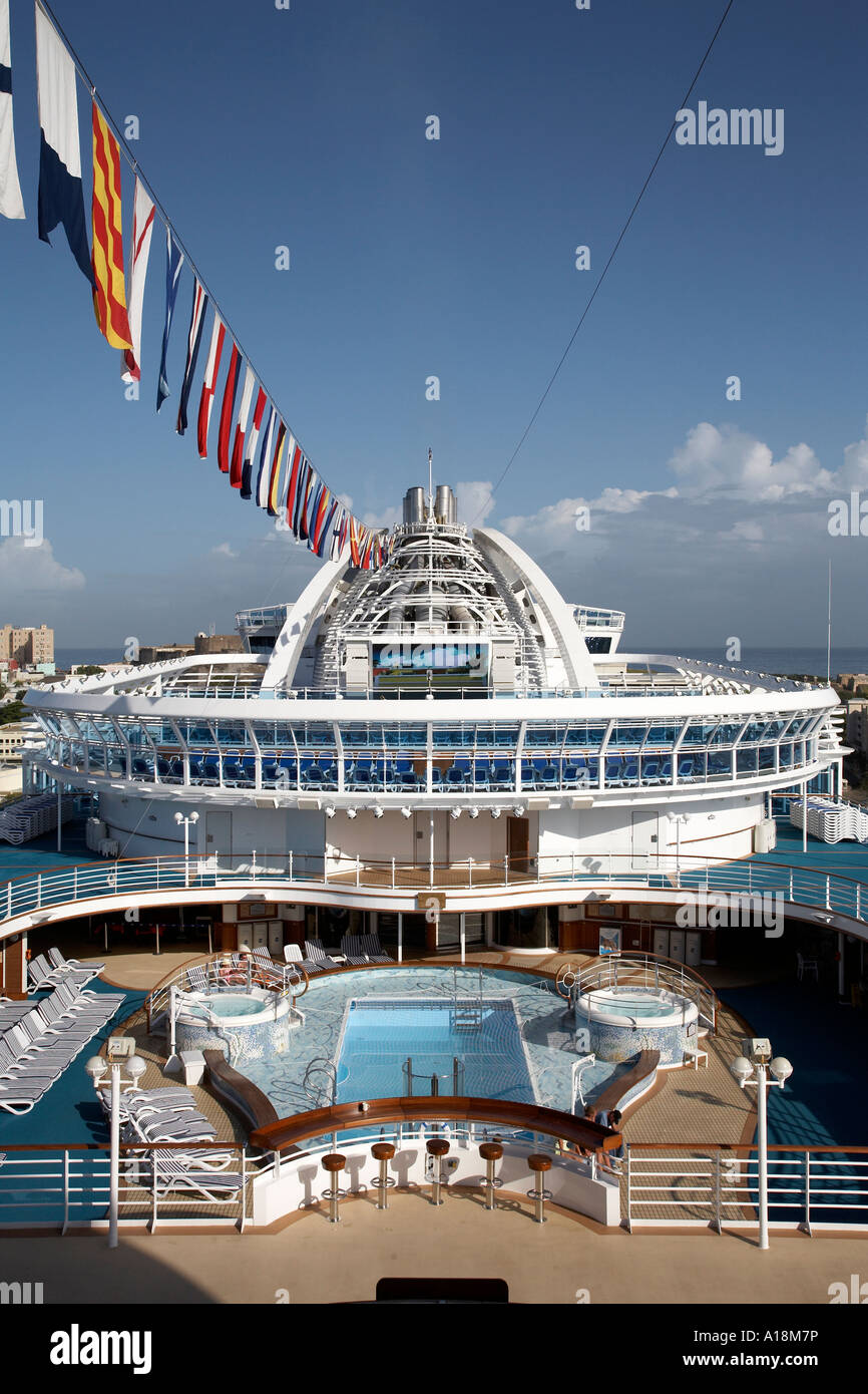 view across the top deck of the crown princess cruise ship west indies ...