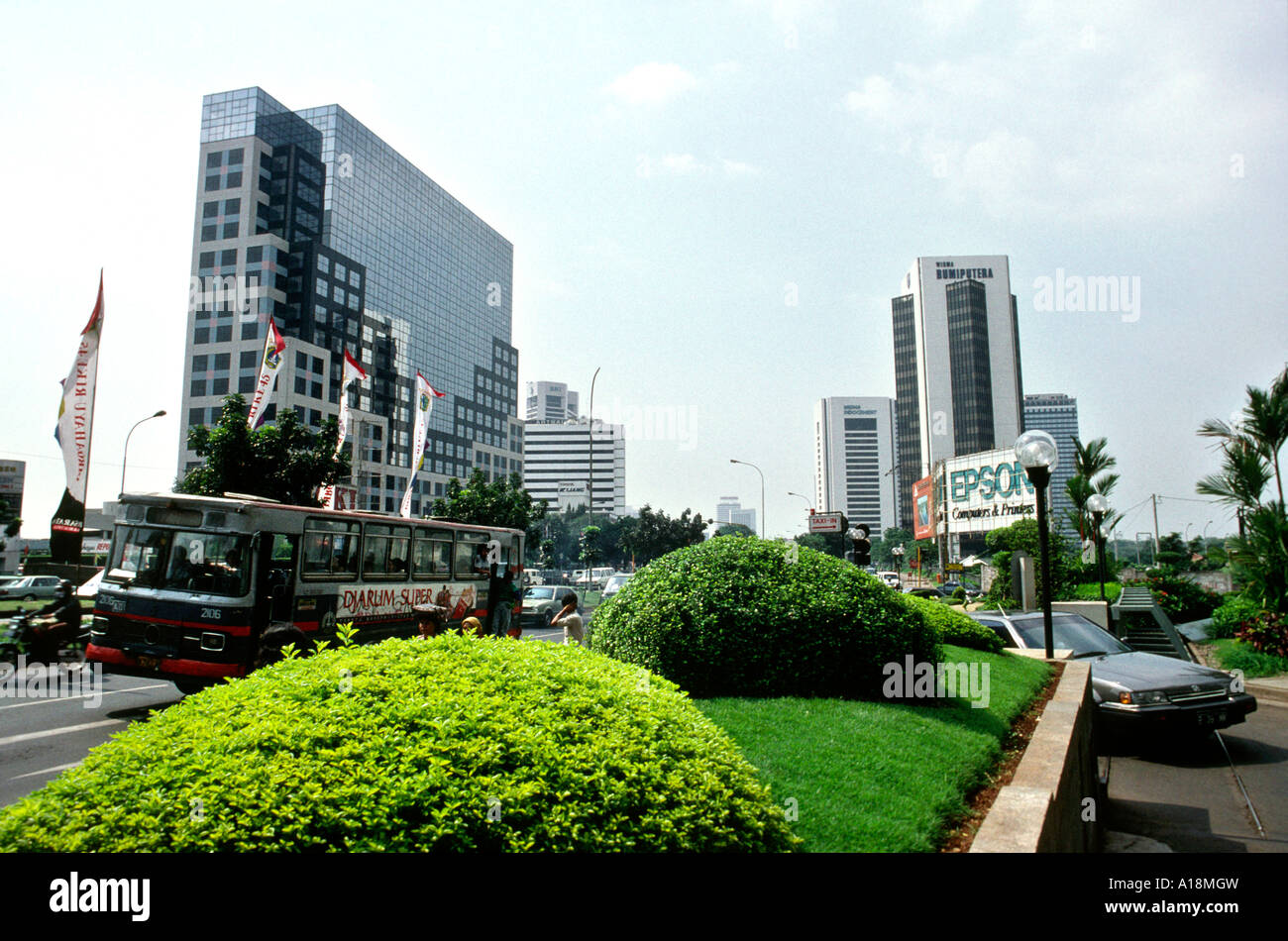 Indonesia Java Jakarta Jalan Jen Sudirman modern office buildings Stock ...