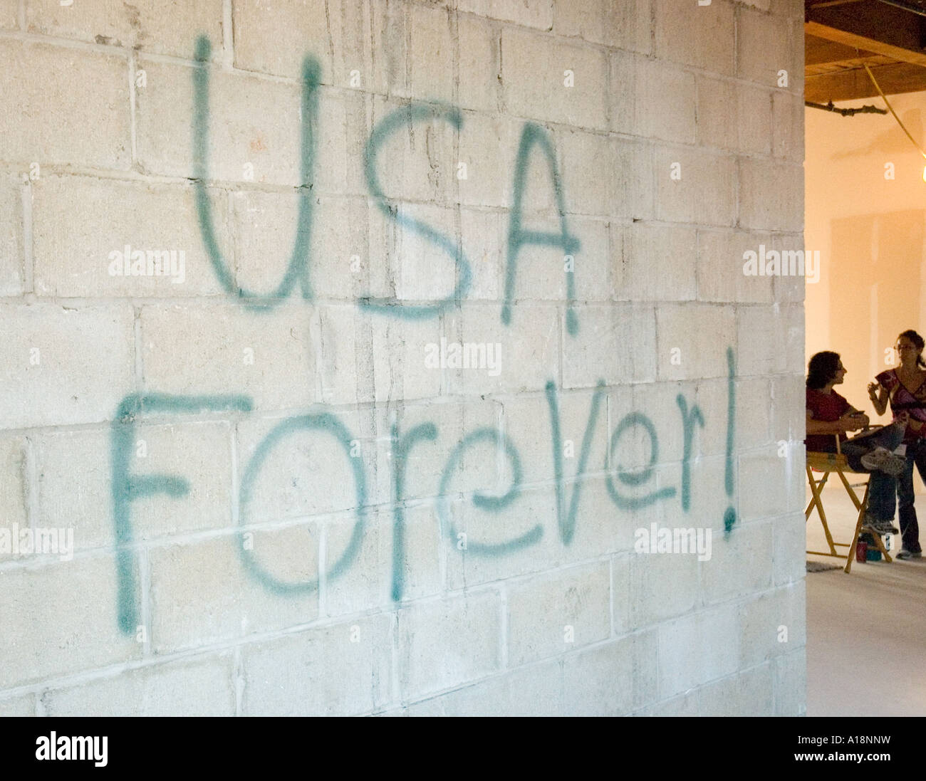 USA Forever on a wall at an art exhibition in Boston's South End Stock ...