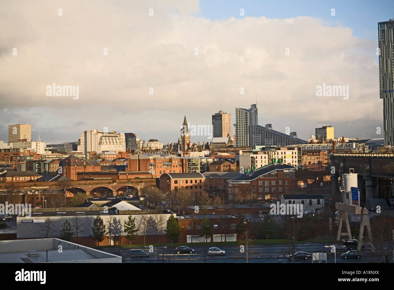 MANCHESTER ENGLAND UK December Looking across the rooftops to the city ...