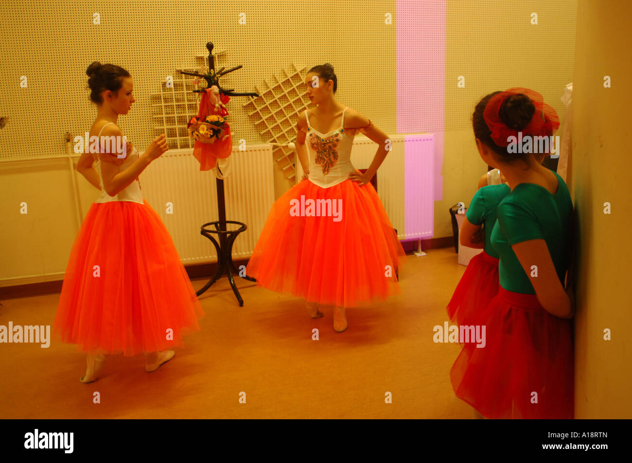 Ballet dancers at Lublin Ballet Association in Poland backstage ...