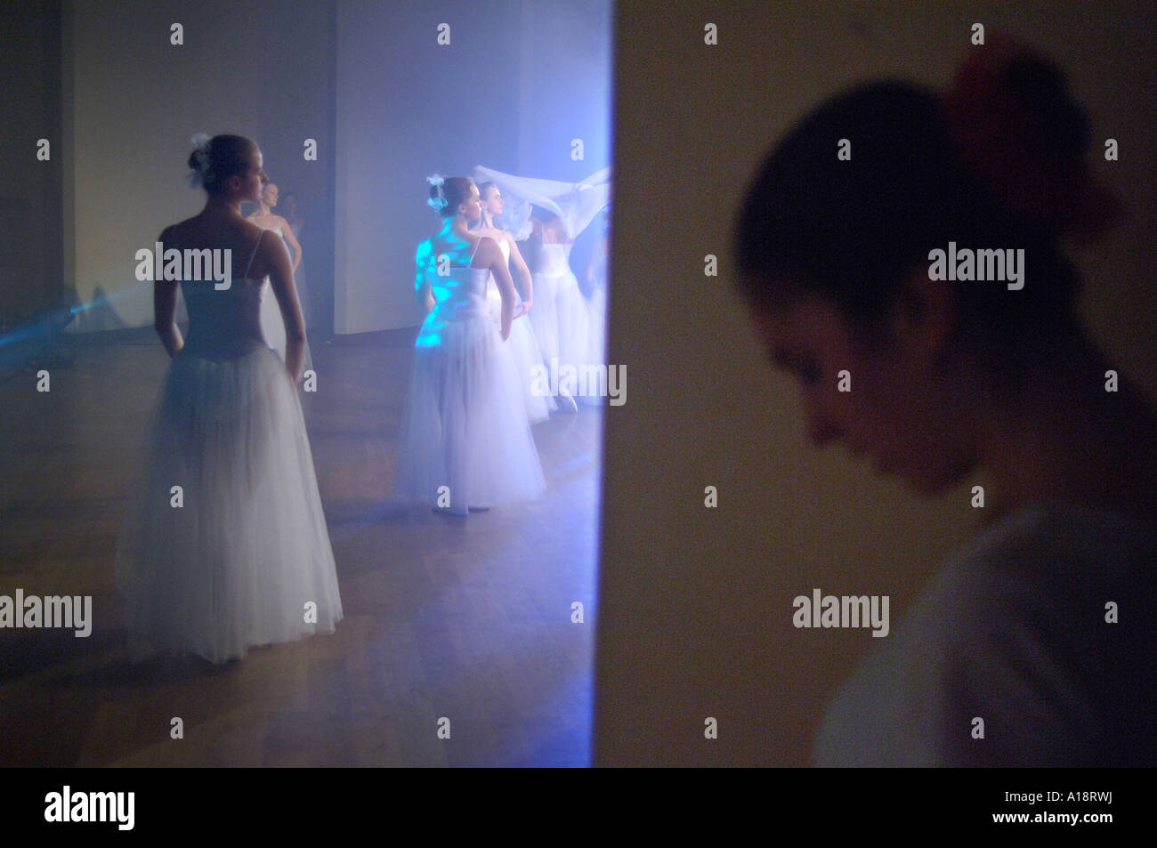 Ballet dancers at Lublin Ballet Association in Poland backstage during ...