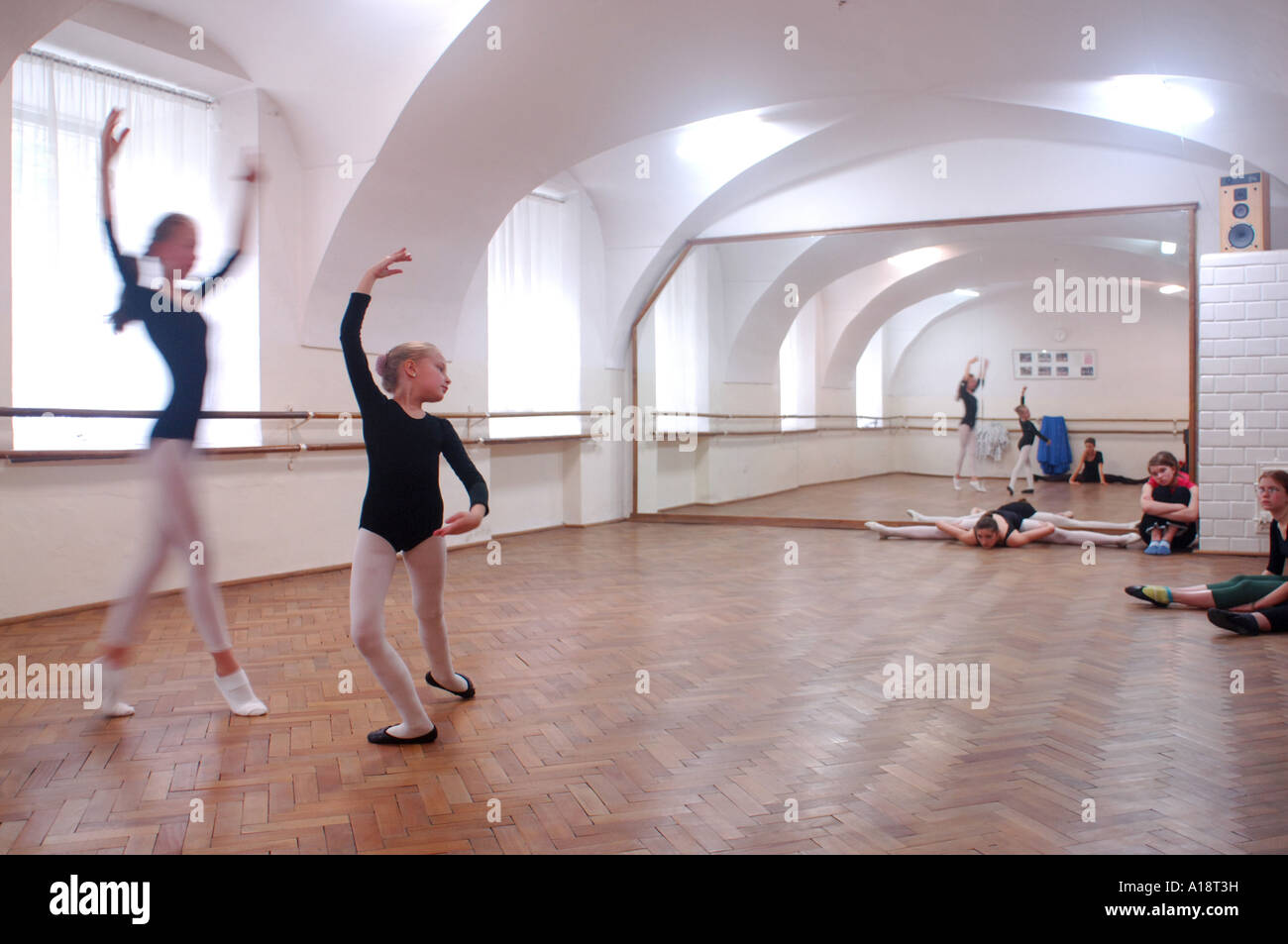 Young ballet dancers from Poland training at dance workshops in Lublin ...