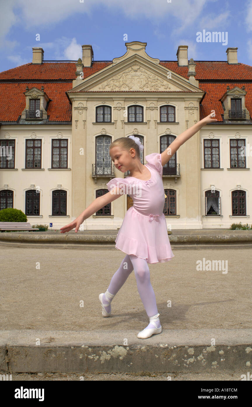 A young Polish ballet dancer standing outside Kozluwka country house in ...