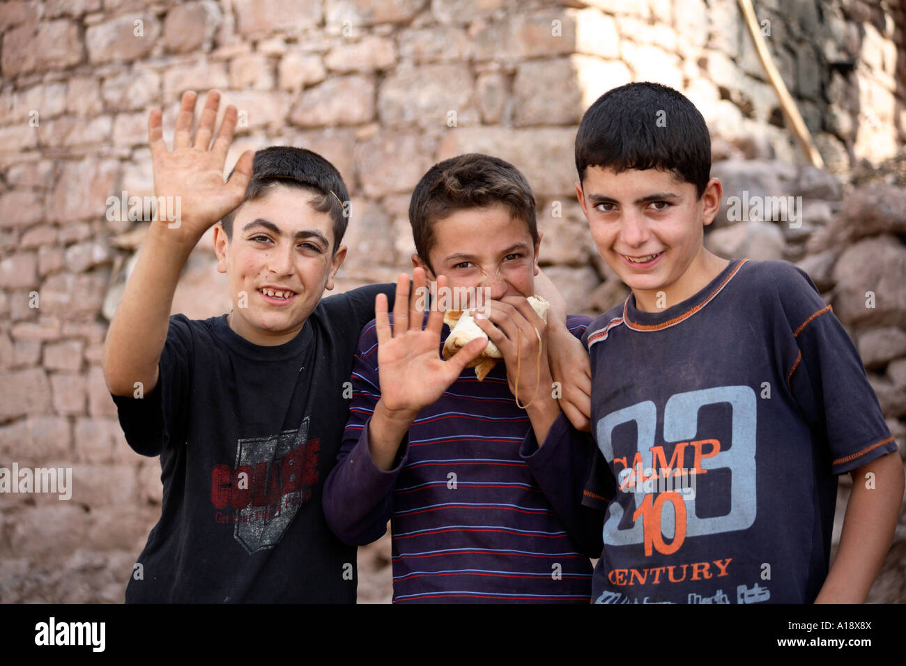 Three village boys. Village in Eastern Turkey Stock Photo - Alamy