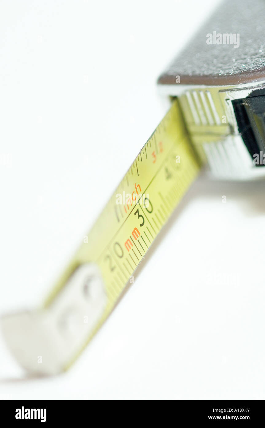 Close up of metal tape measure Stock Photo - Alamy