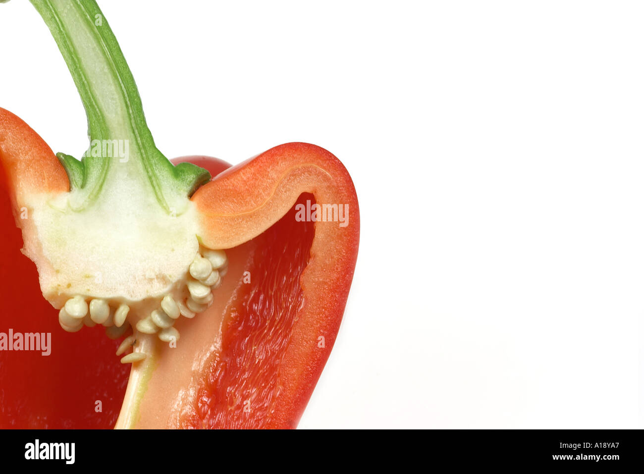 Red Pepper sliced in to half Stock Photo - Alamy
