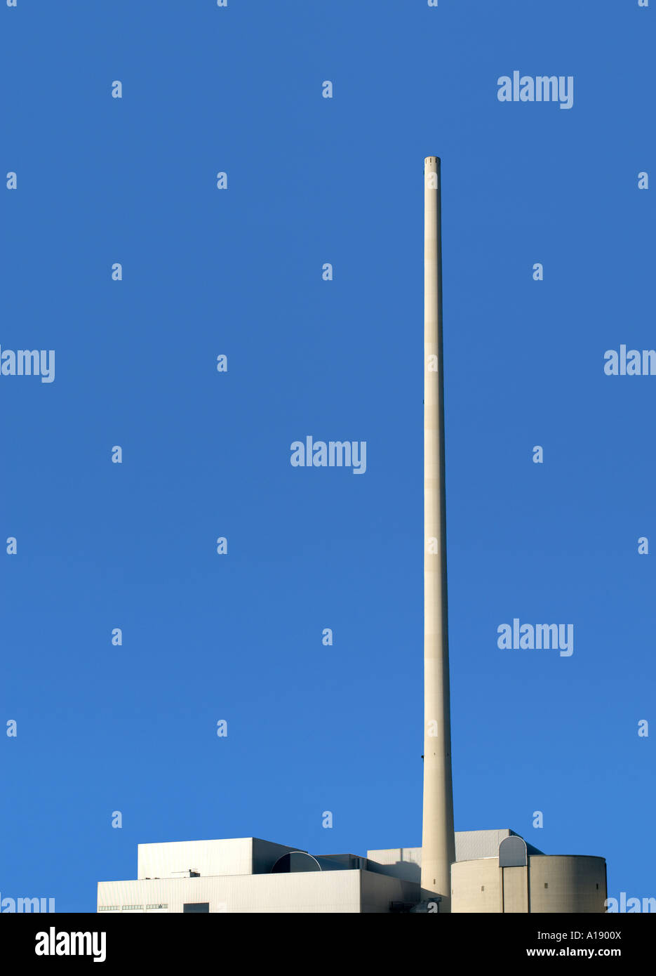 very high chimney at a Power Station digitally altered Stock Photo - Alamy