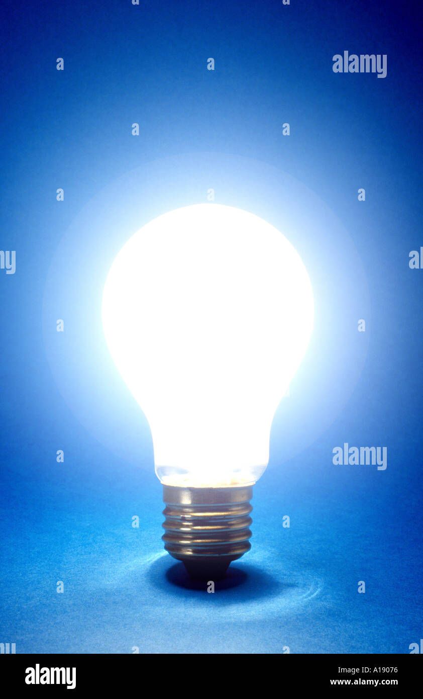 Light bulb idea blue Stock Photo - Alamy