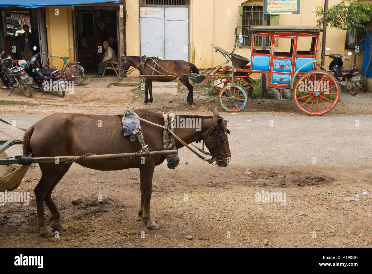 Horse drawn wagons Pyin U Lwin Myanmar formally known as Maymyo Burma ...