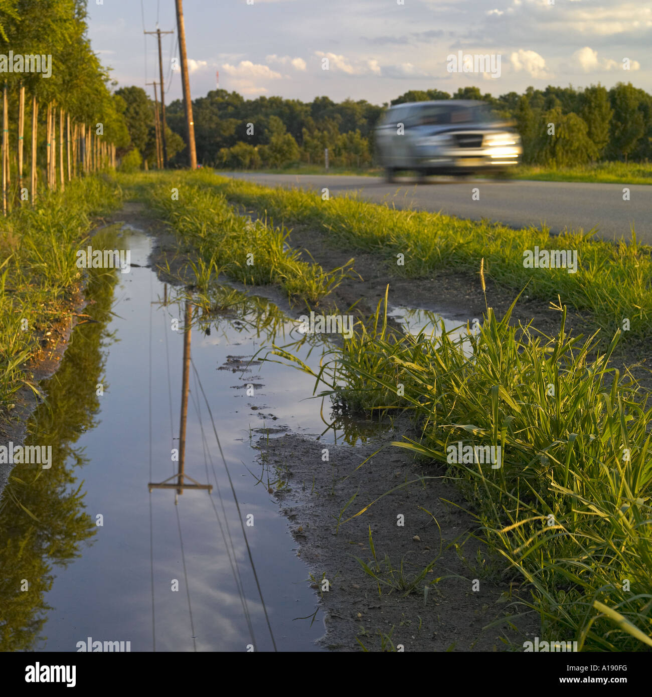 A puddle by the road side Stock Photo - Alamy