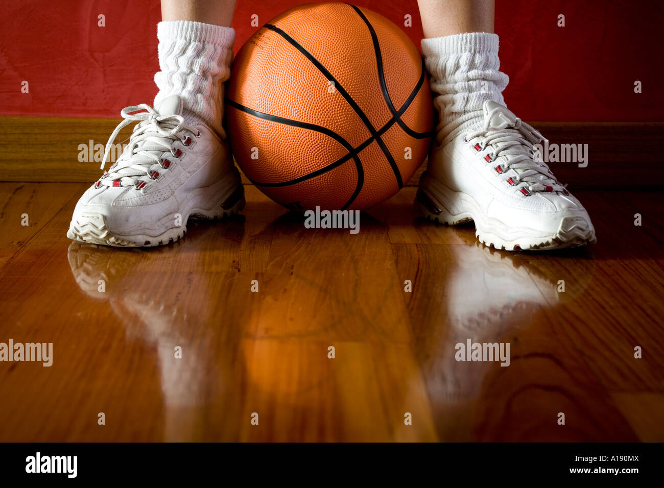 Ready to start - ball between feet Stock Photo - Alamy