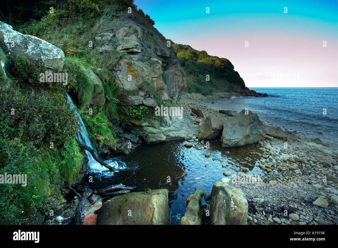 Waterfall Hayburn Wyke North Yorkshire Coast England Stock Photo - Alamy