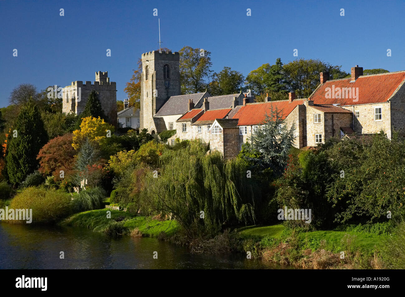 The Marmion Tower and village West Tanfield North Yorkshire Stock Photo ...
