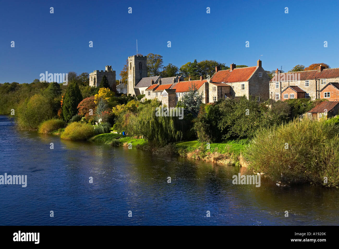 The Village and River Ure West Tanfield North Yorkshire Stock Photo - Alamy
