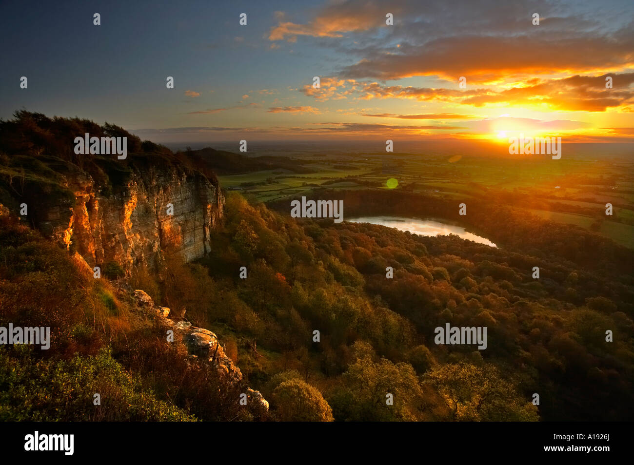 Sunset over Whitestone Cliff Sutton Bank North Yorkshire Moors Stock ...