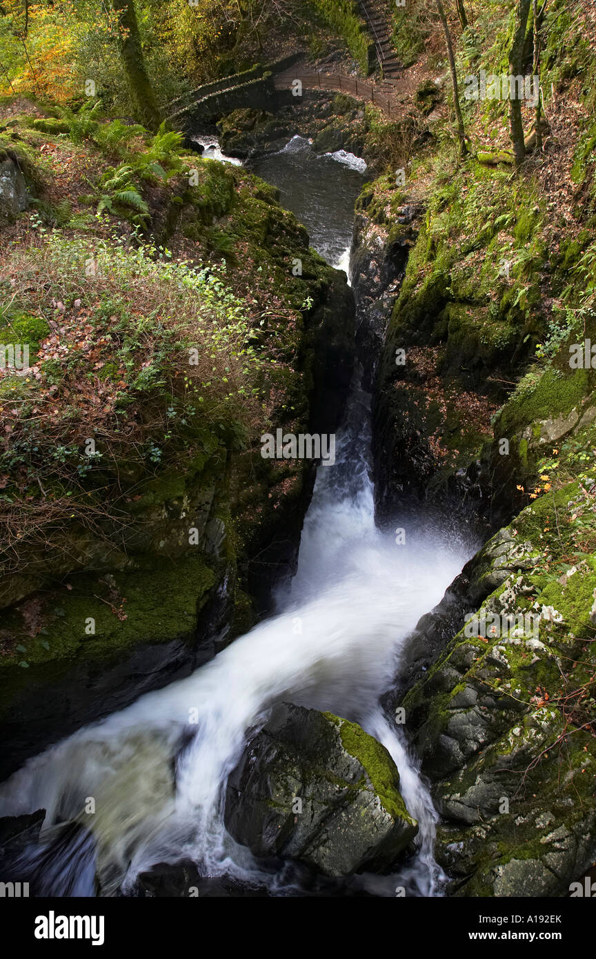 Aira Force Waterfall from the top in Autumn Ullswater Lake District ...