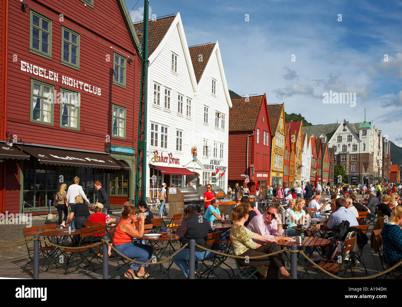 Pavement Cafe at the Wooden Buildings at the Bryggen World Heritage ...