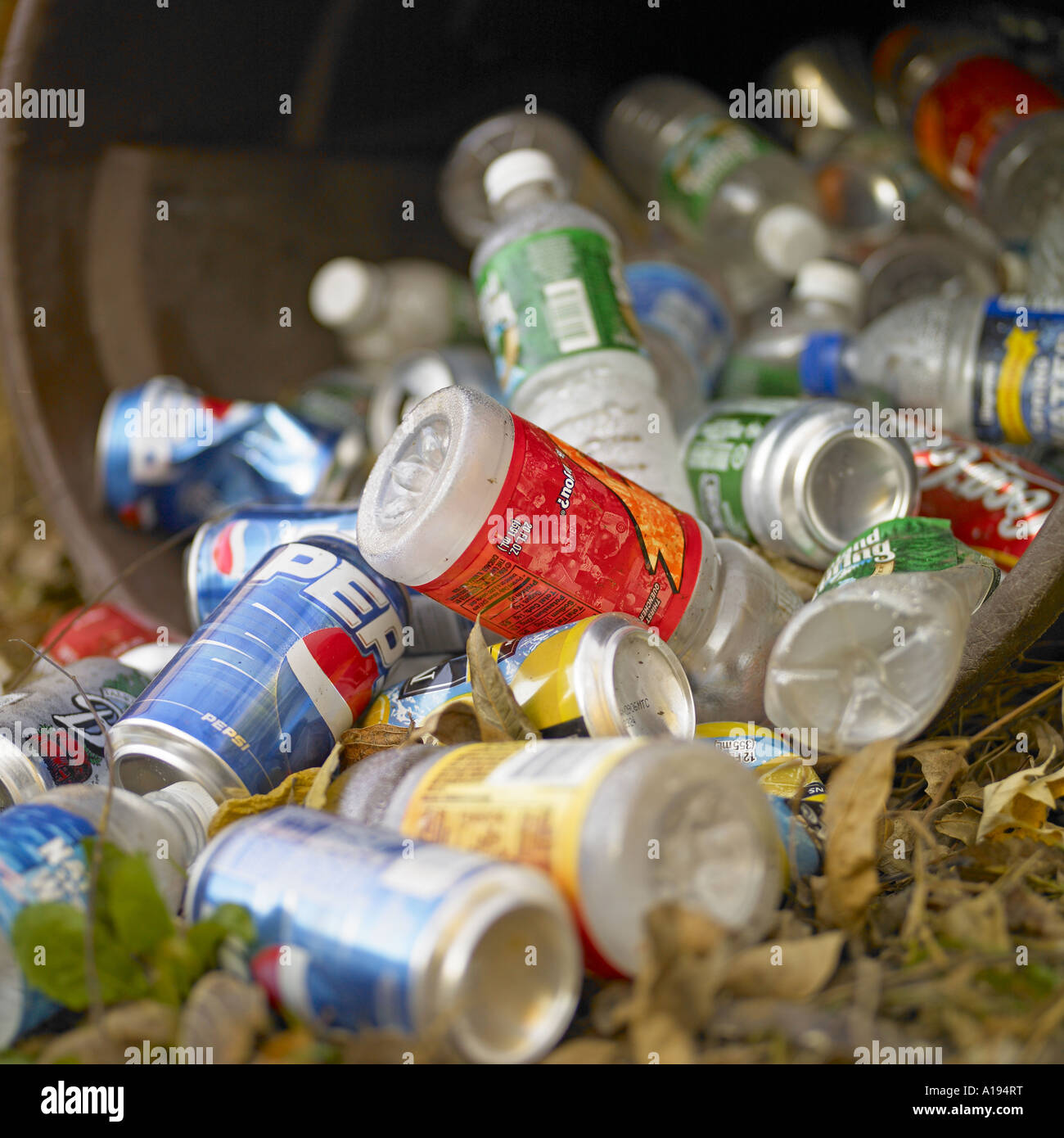 A pile of plastic bottles and metal cans Stock Photo - Alamy