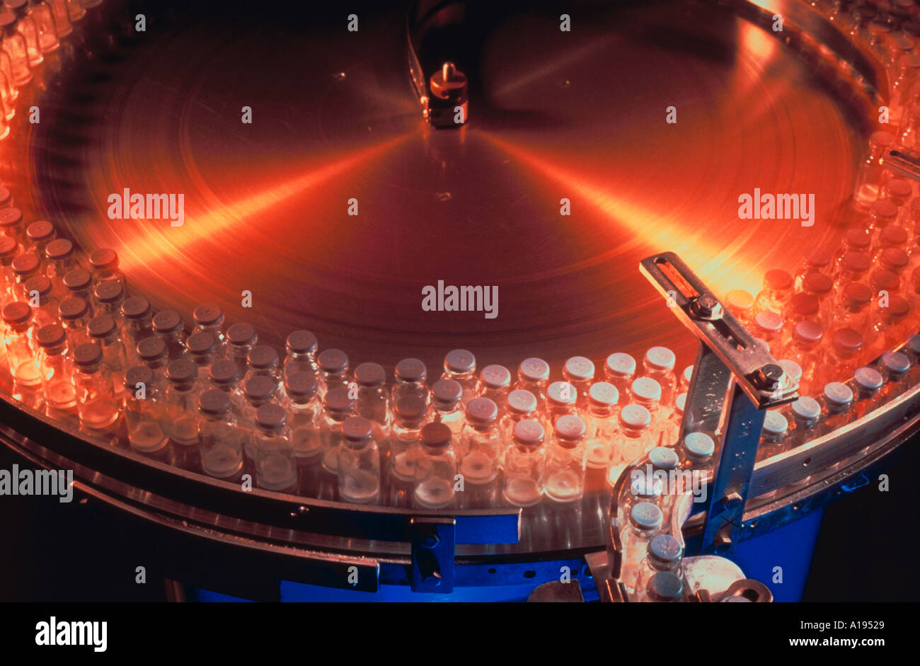 Part of the tablet production process in the pharmaceutical industry ...