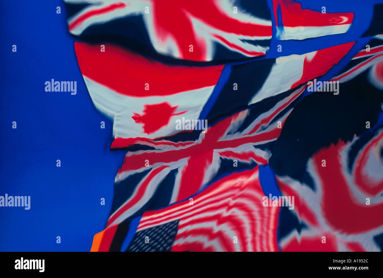 Montage of distorted international flags Stock Photo - Alamy