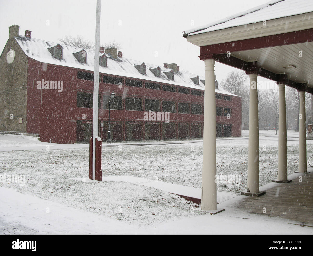 Stock image of Historic Garrison District during first snowfall in ...