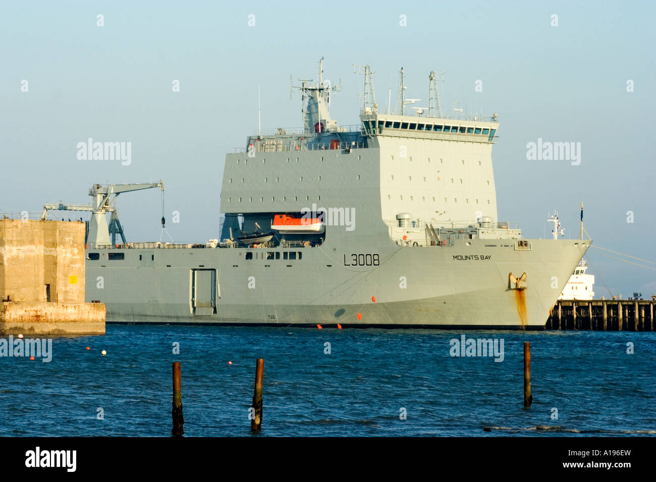 RFA Mounts Bay Ship in Portland Harbour, Dorset, , UK Stock Photo - Alamy