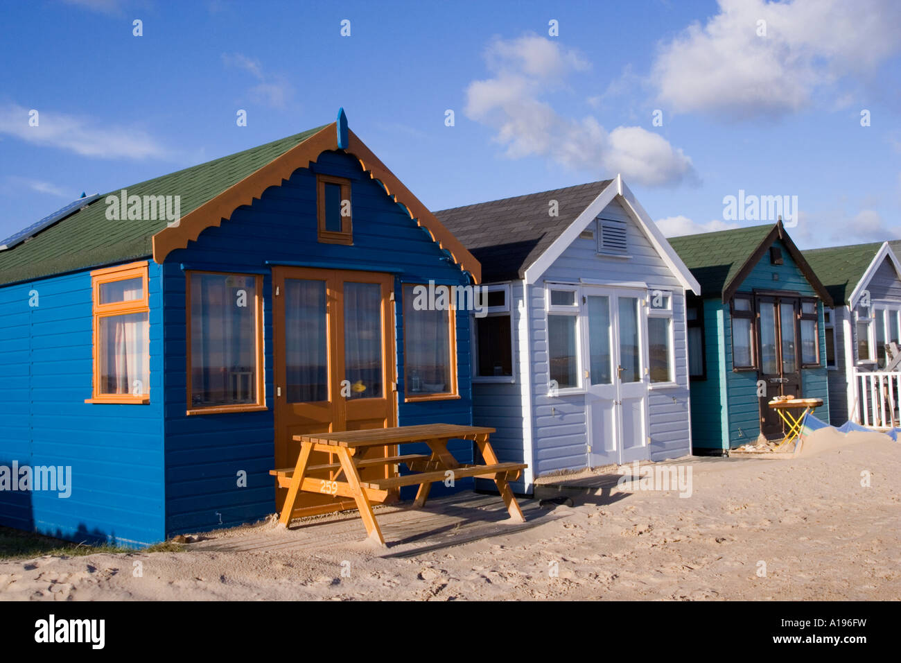 Beach Huts at Mudeford Spit, Christchurch Harbour, Dorset, UK Stock ...