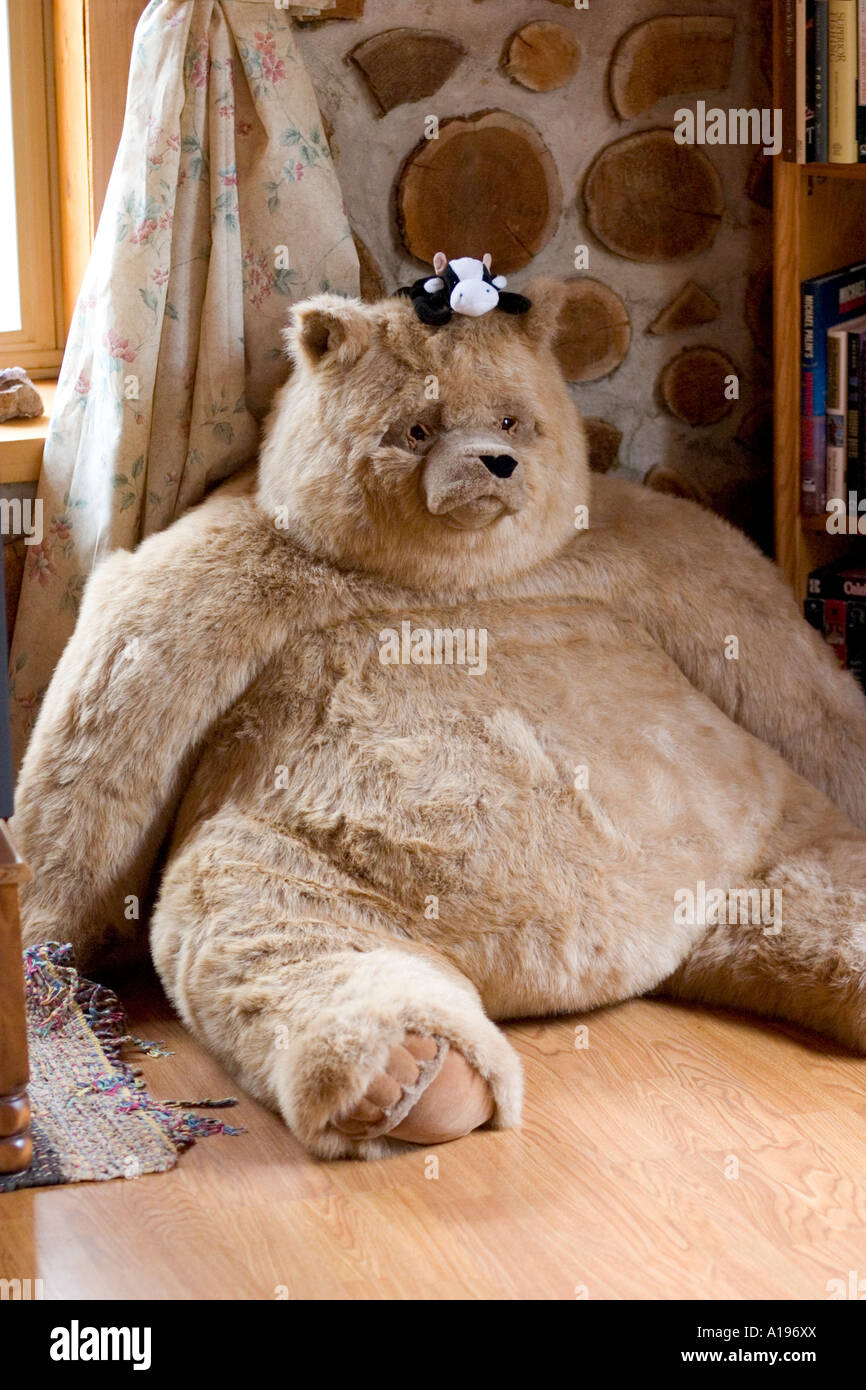 Giant stuffed bear sitting in corner of cabin. Cable Wisconsin WI USA ...