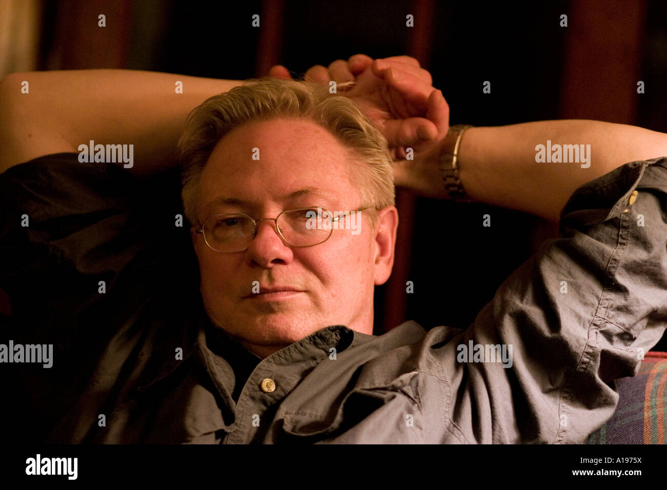 Thoughtful man age 59. St Paul Minnesota USA Stock Photo - Alamy