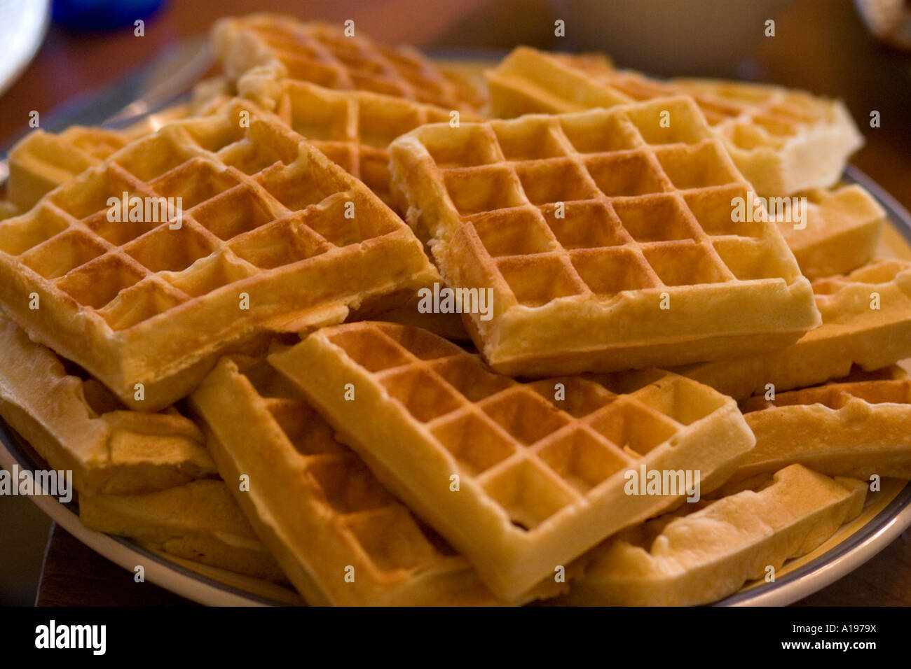 Plate of breakfast waffles. St Paul Minnesota USA Stock Photo - Alamy