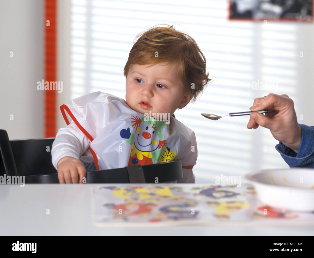 Little boy does not want to eat Stock Photo - Alamy