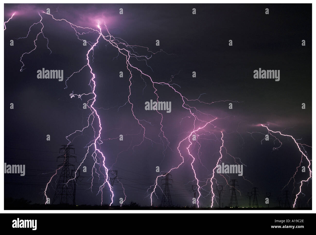 Lightning and Power Lines Stock Photo - Alamy