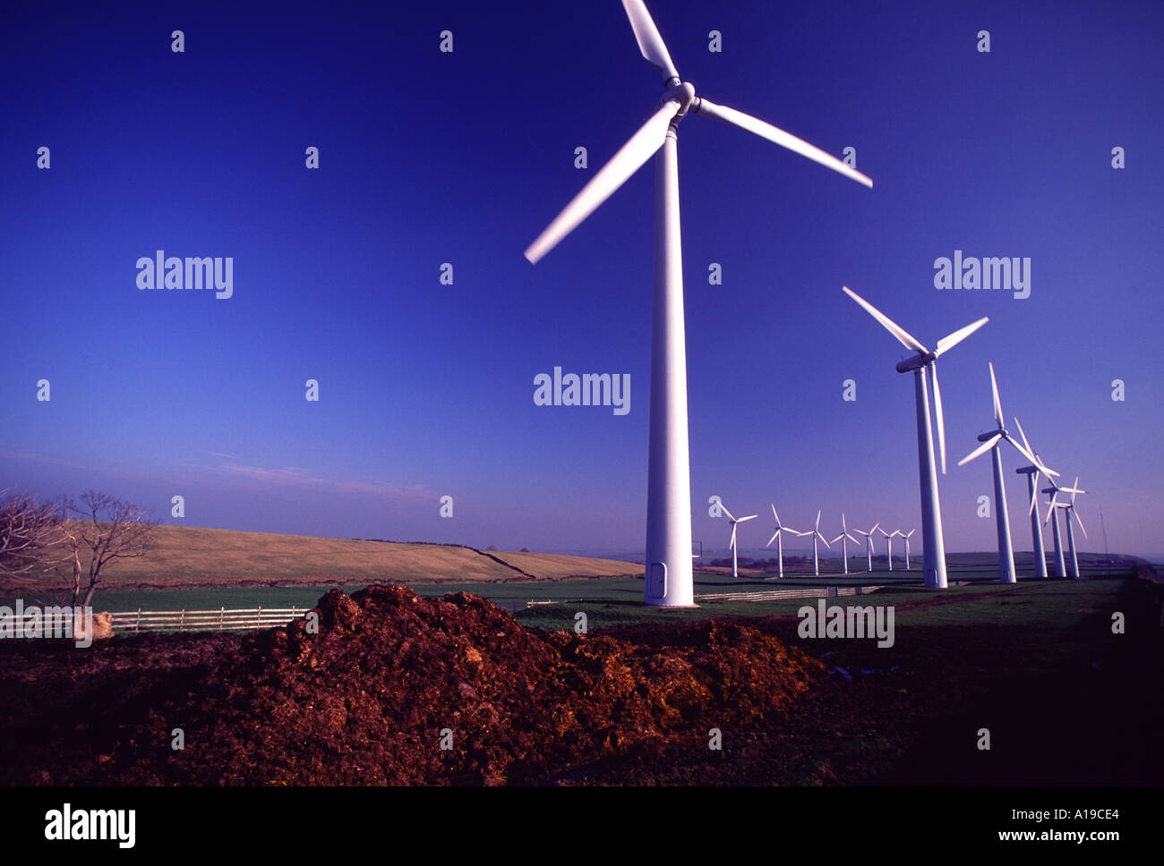 Wind turbines above Pennistone near Sheffield Yorkshire England Stock ...