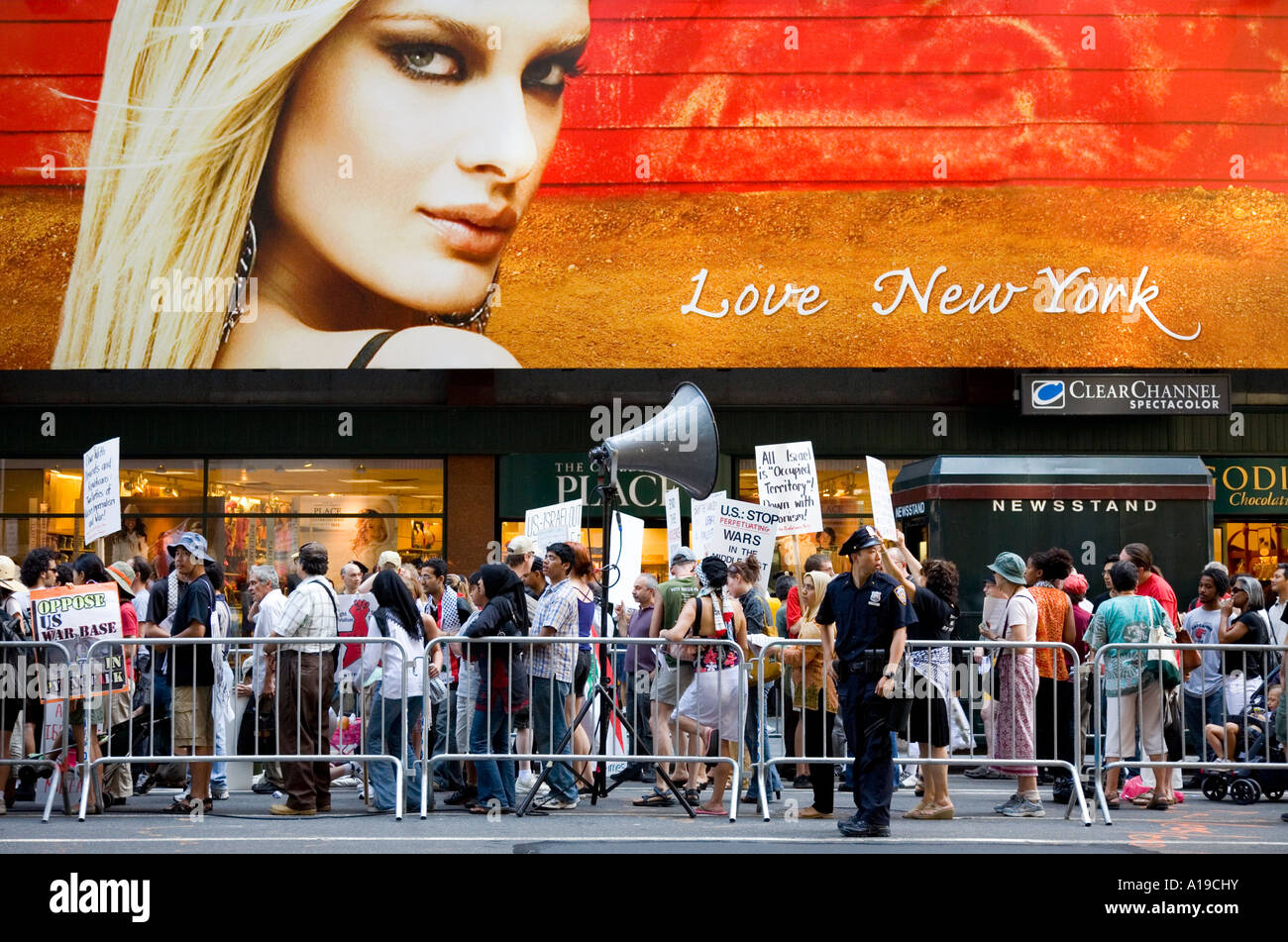 Anti War protest in New York City, 2006, USA, with image and "Love New ...