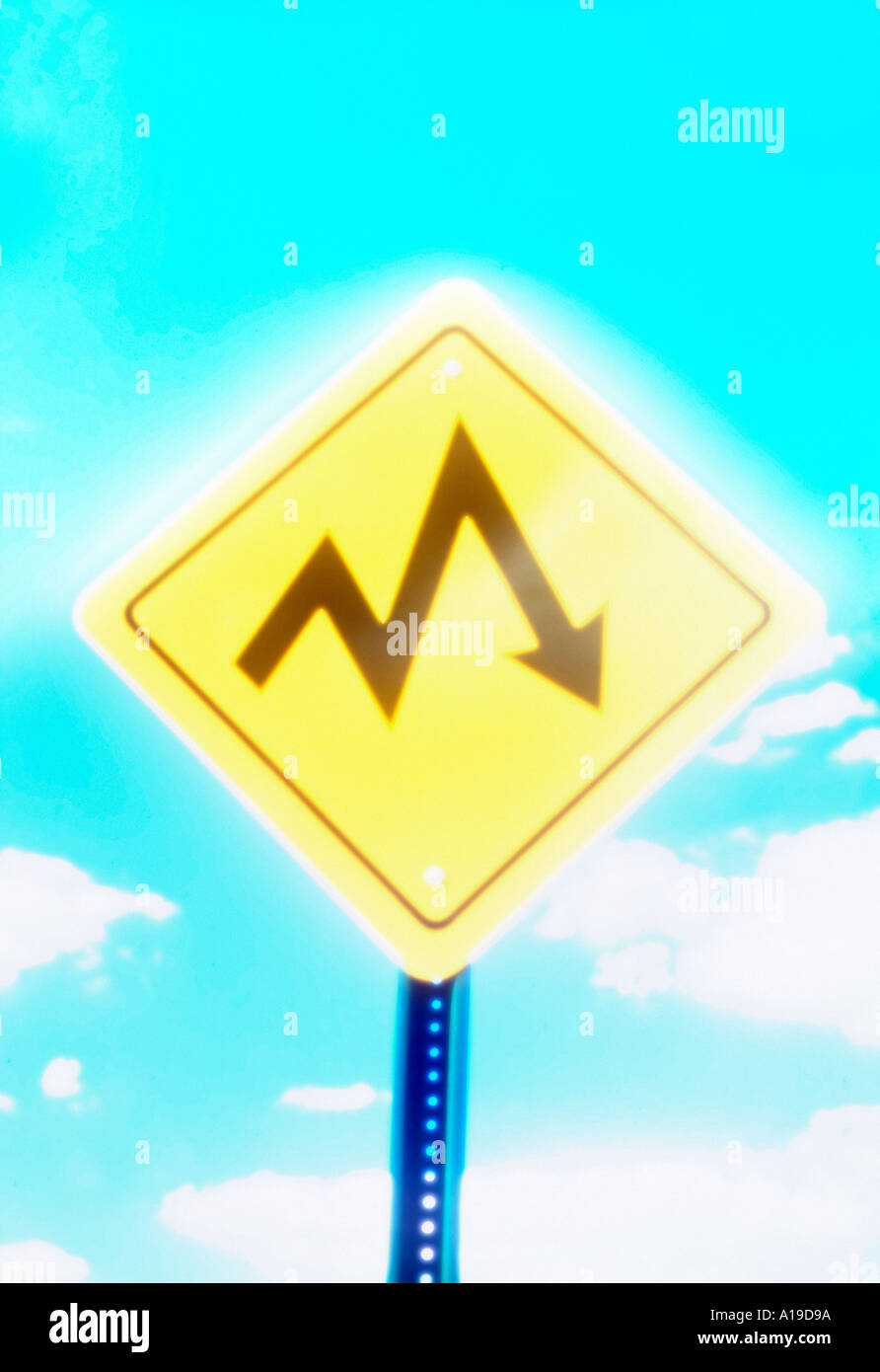 Loss graph on road sign Stock Photo - Alamy