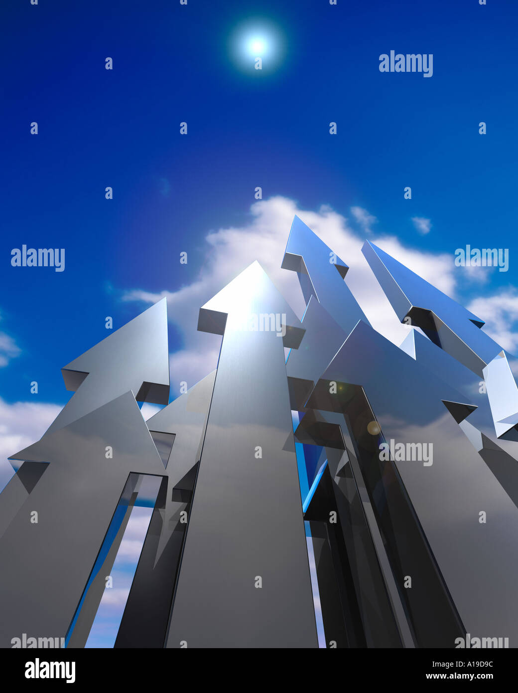 arrows pointing toward sky Stock Photo - Alamy