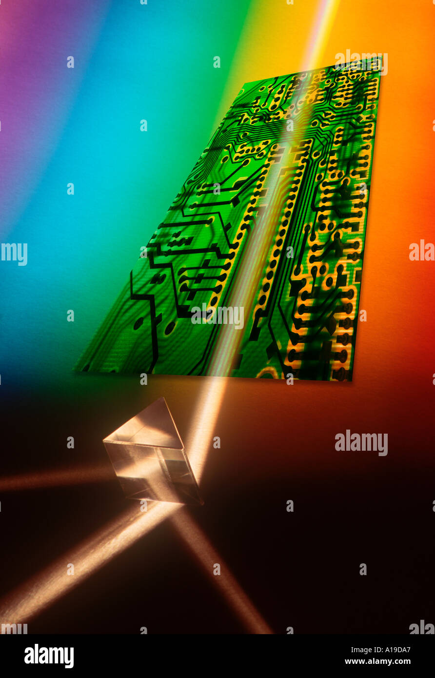 Light prism and circuit board Stock Photo - Alamy