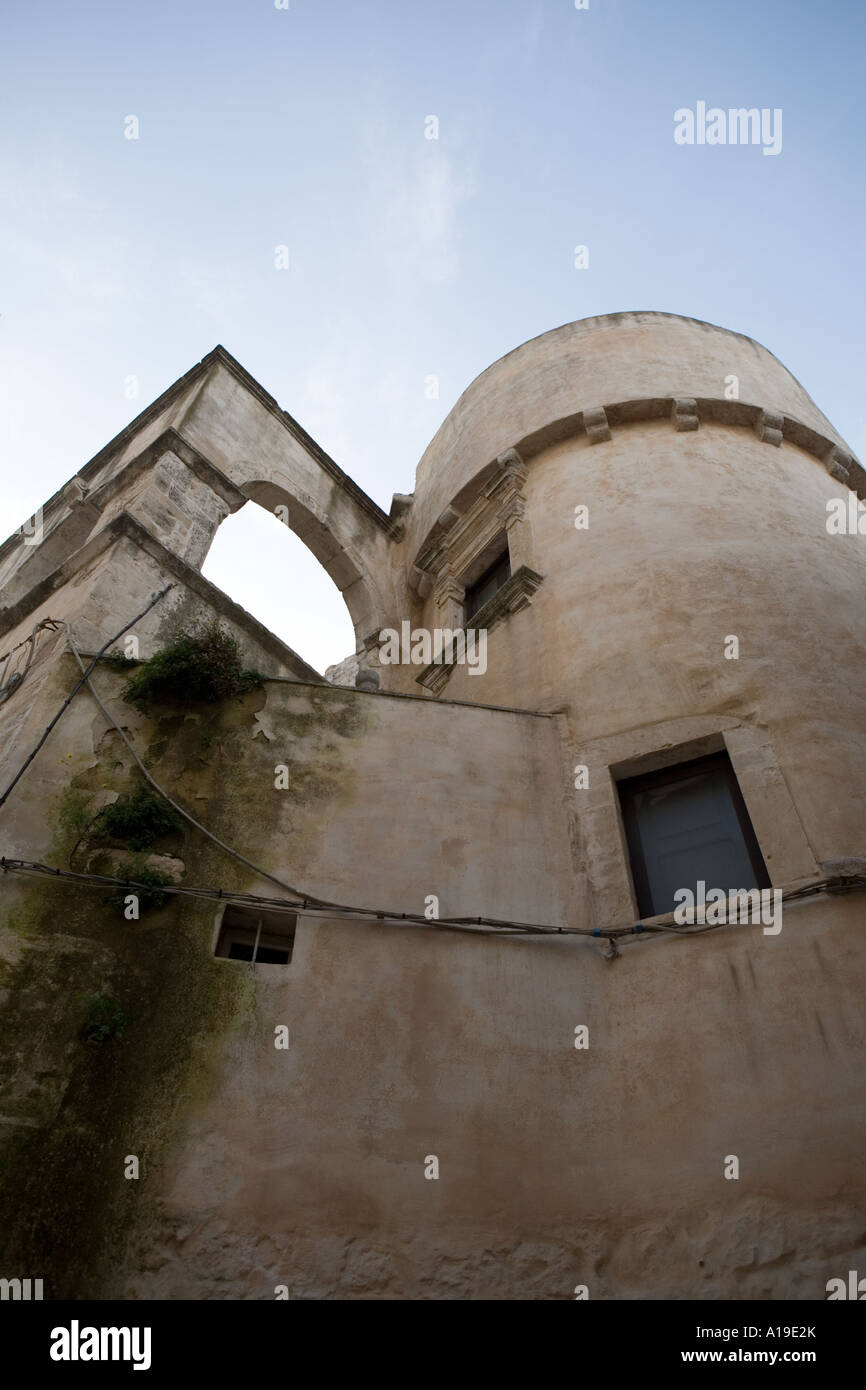 Rounded tower of traditional building in the ancient city of Ceglie ...