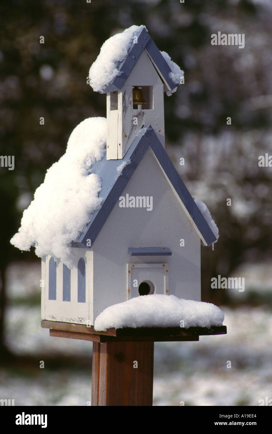 Snow covered bird house Lebanon Oregon Stock Photo - Alamy