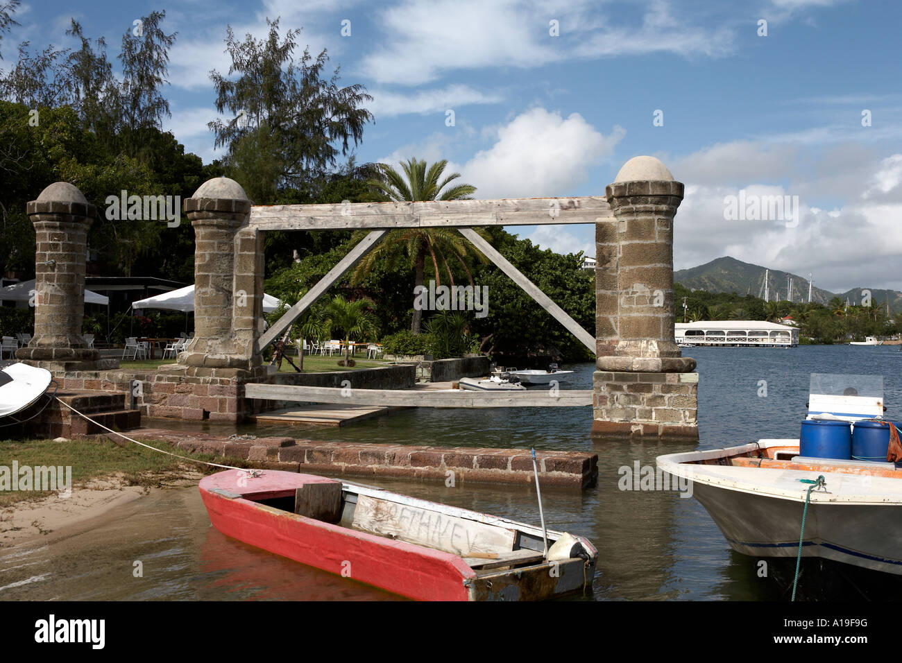 the boat house and sail loft pillars nelsons dockyard Antigua caribbean ...