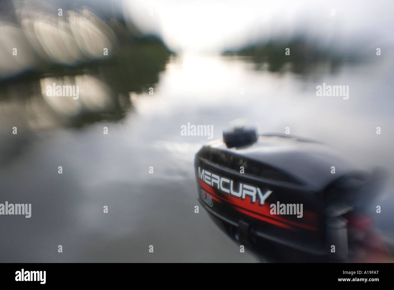 Small Mercury outboard motor on inflatable dinghy intentional blur in ...