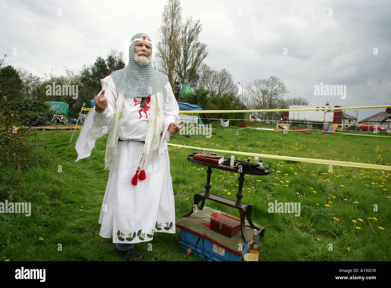 Druid King Arthur Pendragon conducts a ceremony at Priory Crescent ...