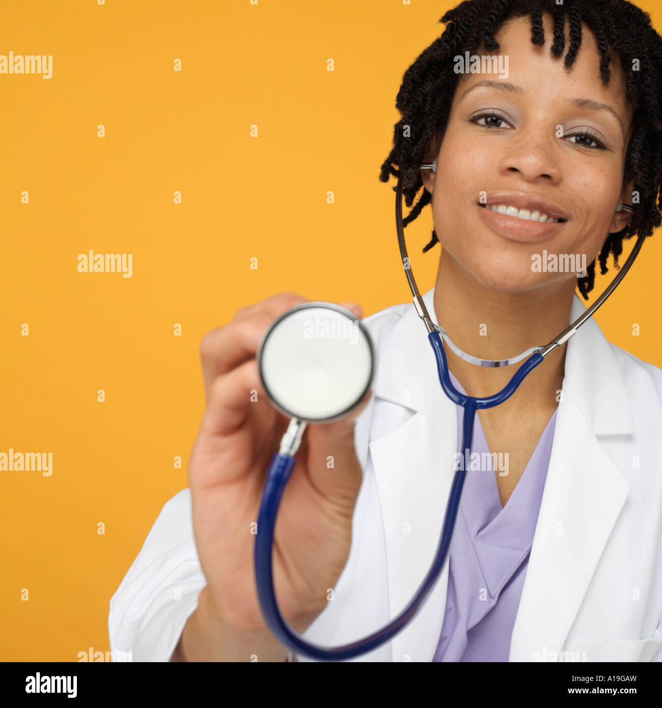 Female African doctor with stethoscope Stock Photo - Alamy